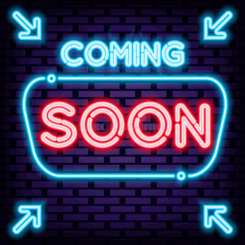 Coming Soon Badge in Neon Style. Neon Script. Neon Text Stock Vector ...