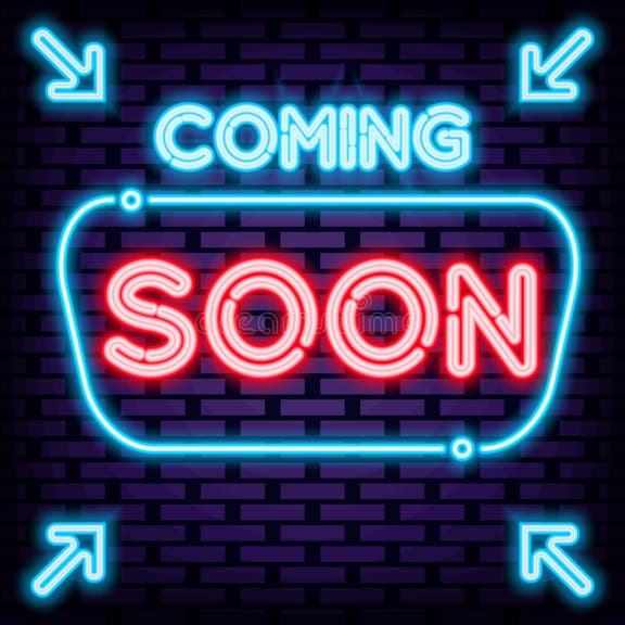 Coming Soon Badge in Neon Style. Neon Script. Neon Text Stock Vector ...