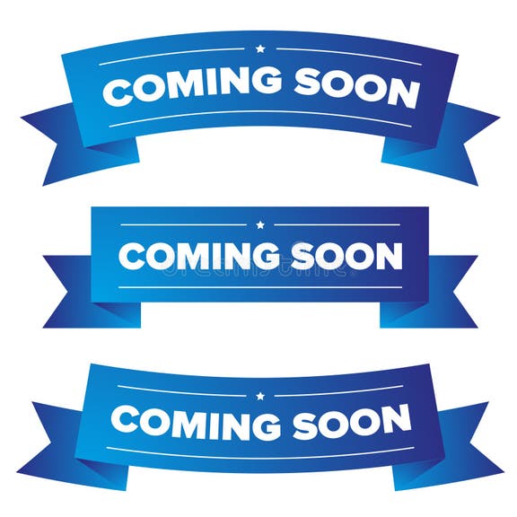 Coming Soon blue ribbon stock vector. Illustration of isolated - 94012709