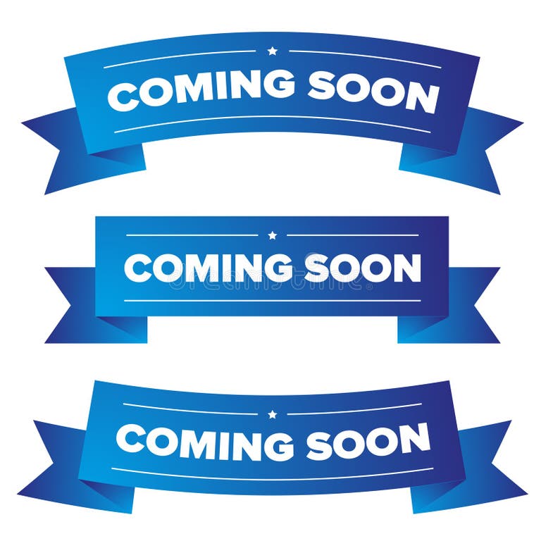 Coming Soon blue ribbon stock vector. Illustration of isolated - 94012709