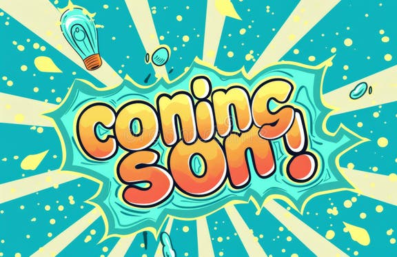 Coming Soon Comic Style Text with Illustration in Vibrant Colors Stock ...
