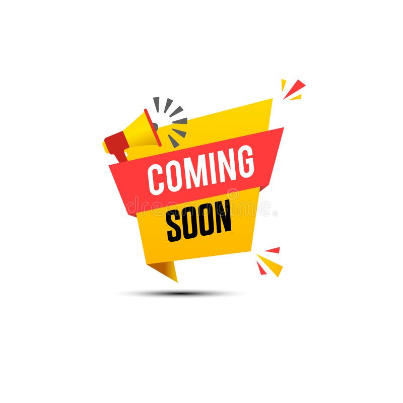 Coming Soon Dynamic Text Banner with Megaphone Stock Illustration ...
