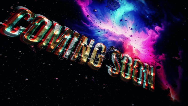 Coming Soon Golden Text Light Motion Effect with Space Flight Stock ...
