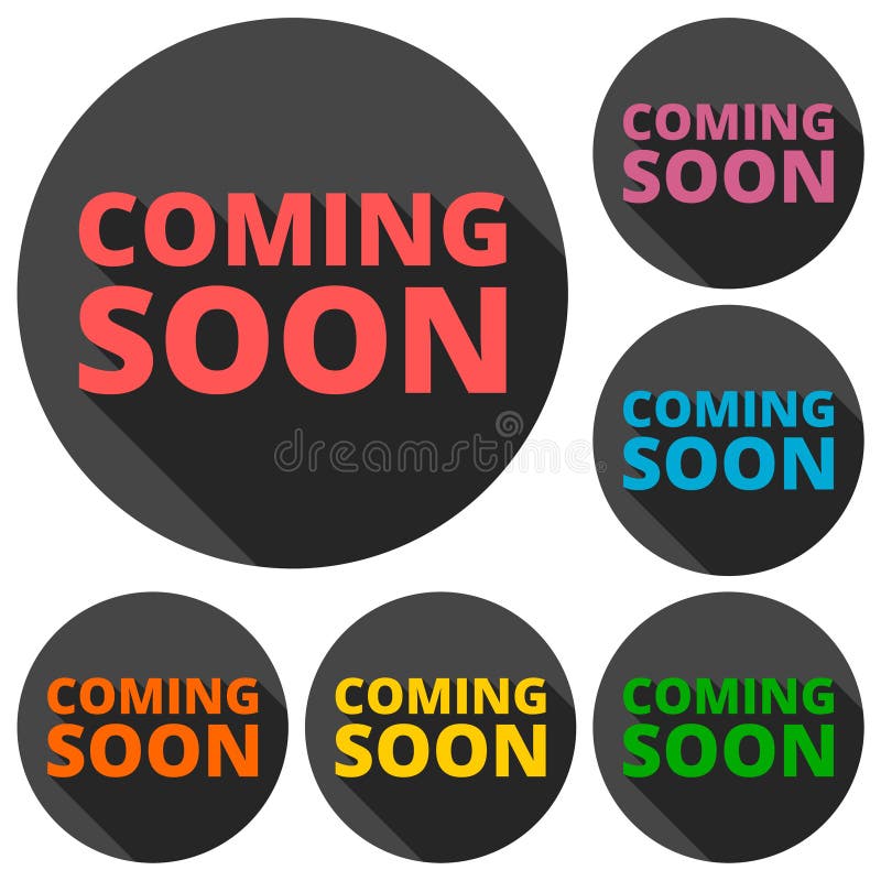 Coming Soon Icons Set with Long Shadow Stock Vector - Illustration of ...