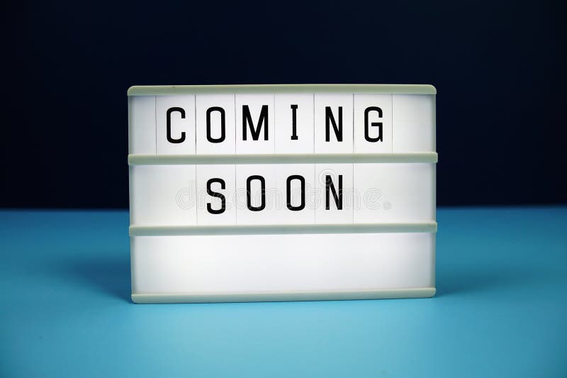 Coming Soon Letterboard Text on LED Lightbox on Blue Background Stock ...
