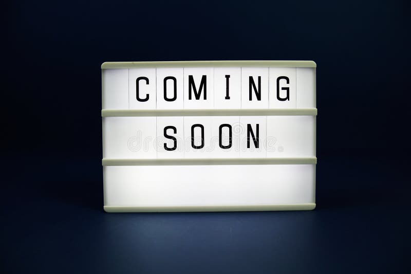 Coming Soon Letterboard Text on LED Lightbox on Blue Background Stock ...