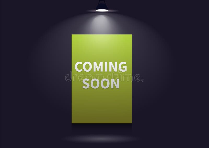 Coming Soon Message Illuminated with Light Projector Stock Vector ...