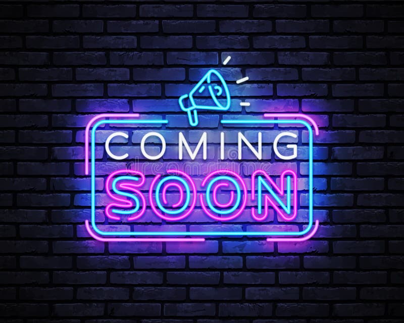 Coming Soon in Neon Style on Light Background. Vector Concept. Design ...