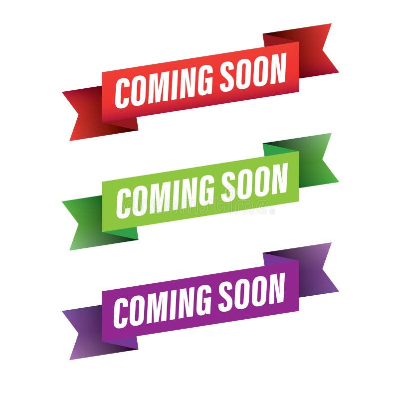 Coming Soon Ribbon Set Banner Stock Vector - Illustration of sticker ...