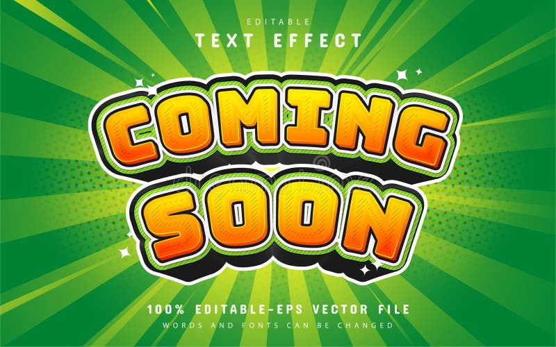 Coming Soon Text Effect Cartoon Style Stock Vector - Illustration of ...