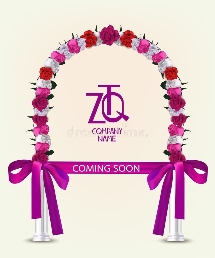 Coming Soon Vector Illustaration with Frame of Flowers, Columns and ...