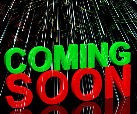 Coming Soon Words with Fireworks Stock Illustration - Illustration of ...