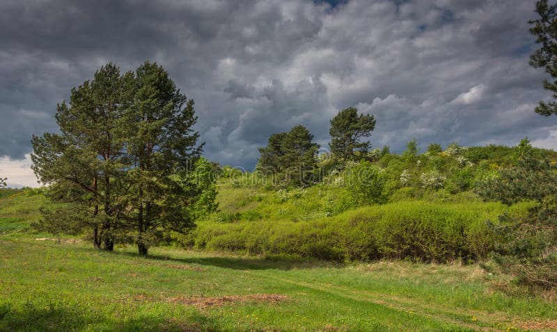 Coming Storm Over the Fields and Meadows Stock Photo - Image of colors ...