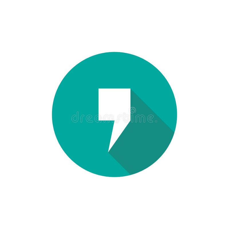 Comma Mark in Blue Circle with Shadow Isolated on White. Flat Reading ...