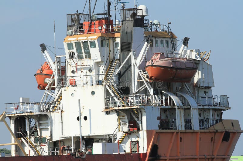 The Command Bridge of Cargo Ship Stock Image - Image of sailing, water ...