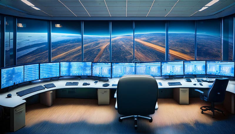 The Command Center Features Numerous Computer Workstations and Large ...