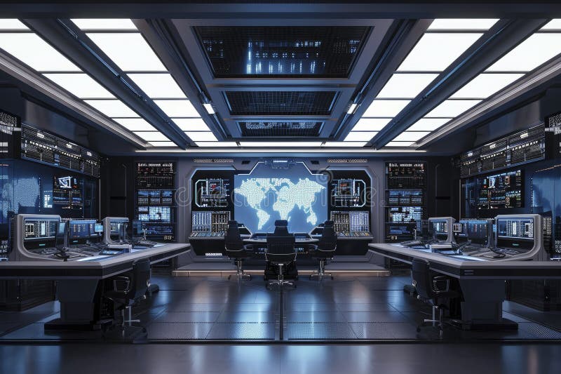 Command Center, Interior Design, 3D Rendering, Control Room Stock ...