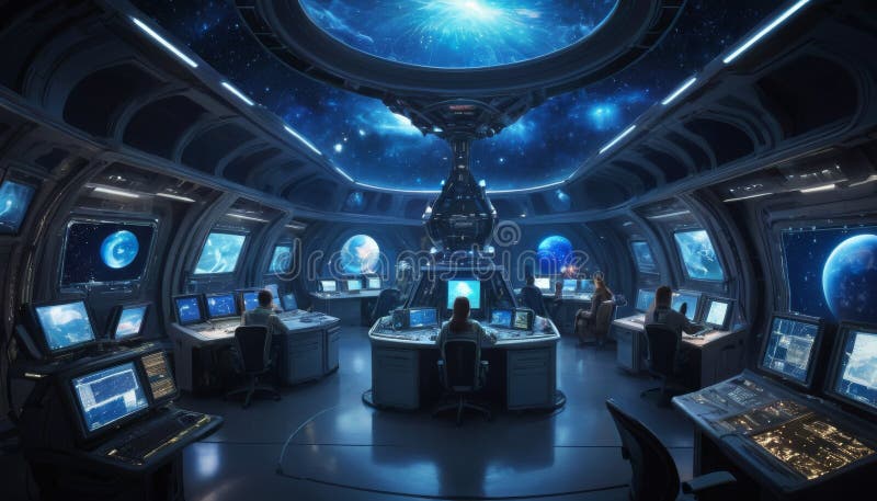 Command Center with a View into the Cosmos Stock Image - Image of ...