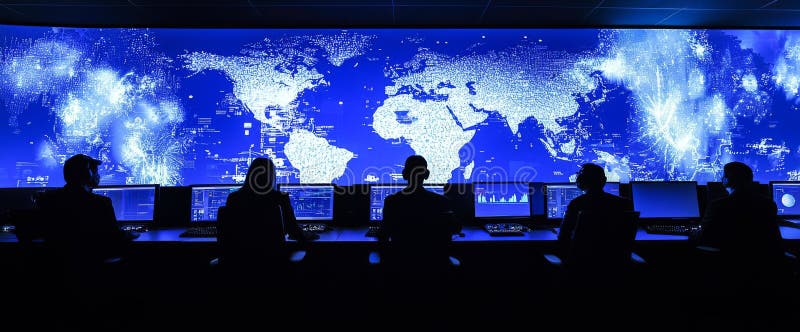Command Centers Monitor Global Operations with High-tech Screens Stock ...