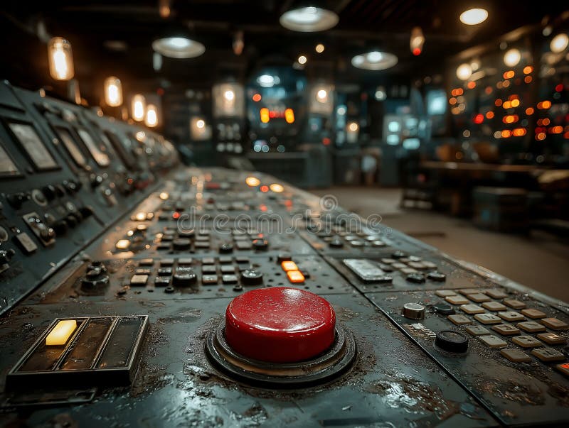 Command Core: Vintage Control Panel with Red Alert Button Stock ...