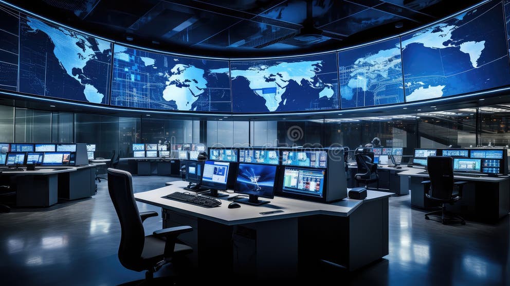 Command cyber office stock illustration. Illustration of network - 375753736