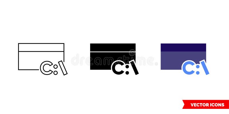 Command Line Icon of 3 Types Color, Black and White, Outline. Isolated ...
