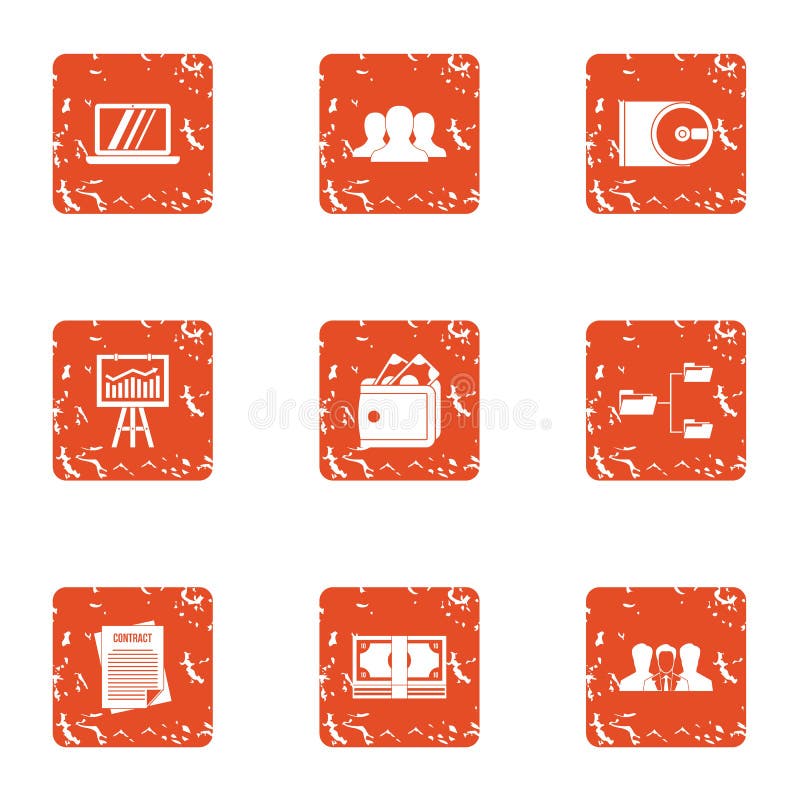Command Option Icons Set, Grunge Style Stock Vector - Illustration of ...