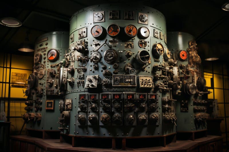 Command Post of a Retro Analog Control Center for an Industrial ...