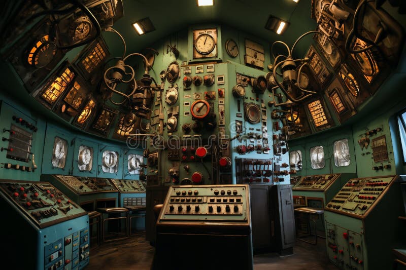 Command Post of a Retro Analog Control Center for an Industrial ...