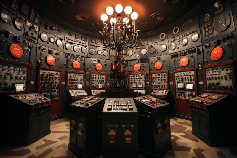 Command Post of a Retro Analog Control Center for an Industrial ...