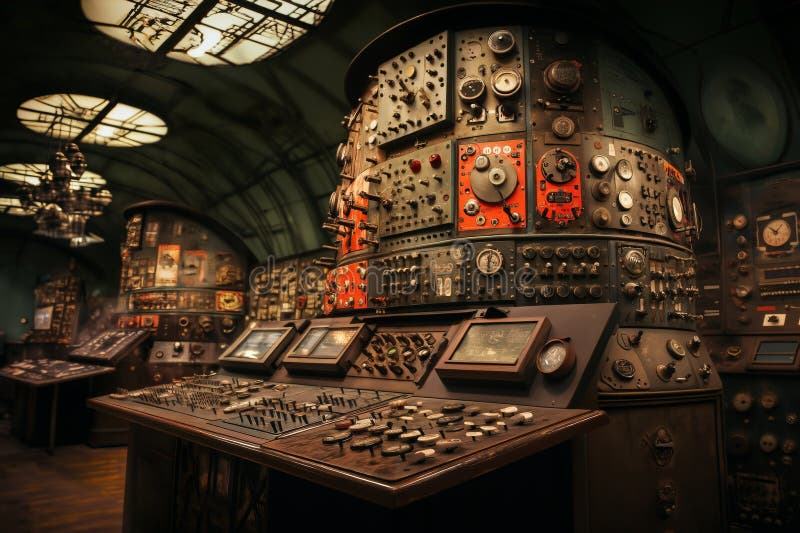 Command Post of a Retro Analog Control Center for an Industrial ...