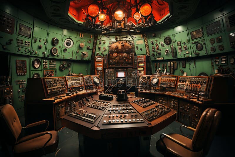 Command Post of a Retro Analog Control Center for an Industrial ...