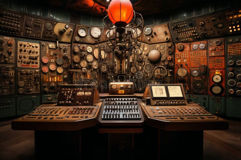 Command Post of a Retro Analog Control Center for an Industrial ...