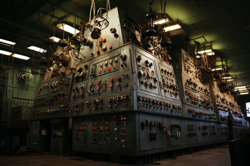 Command Post of a Retro Analog Control Center for an Industrial ...