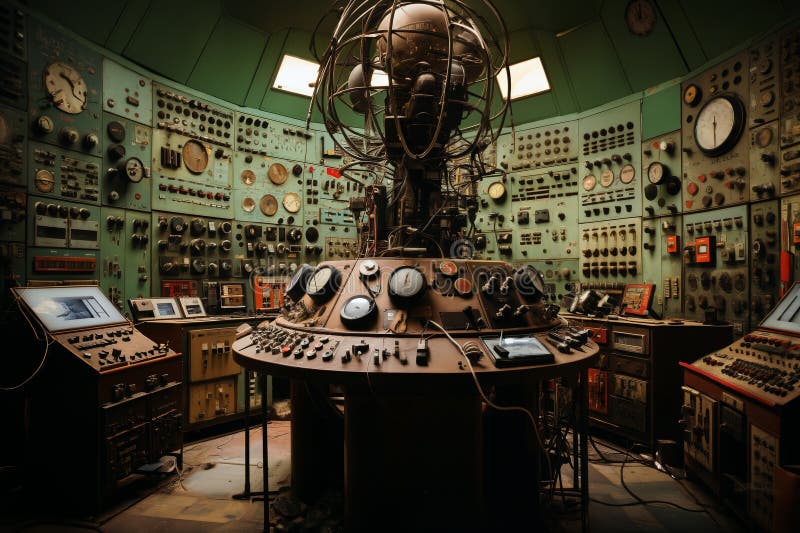 Command Post of a Retro Analog Control Center for an Industrial ...