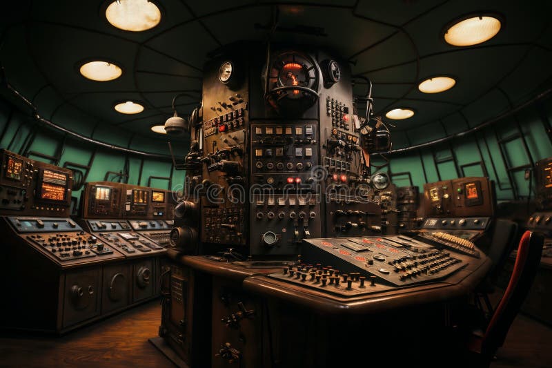 Command Post of a Retro Analog Control Center for an Industrial ...