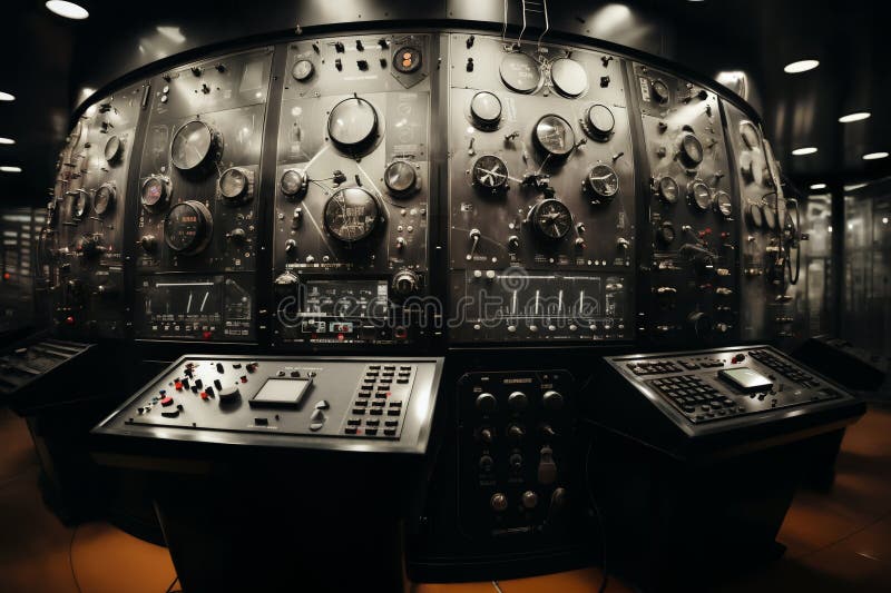 Command Post of a Retro Analog Control Center for an Industrial ...
