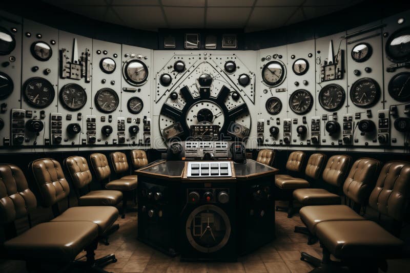 Command Post of a Retro Analog Control Center for an Industrial ...