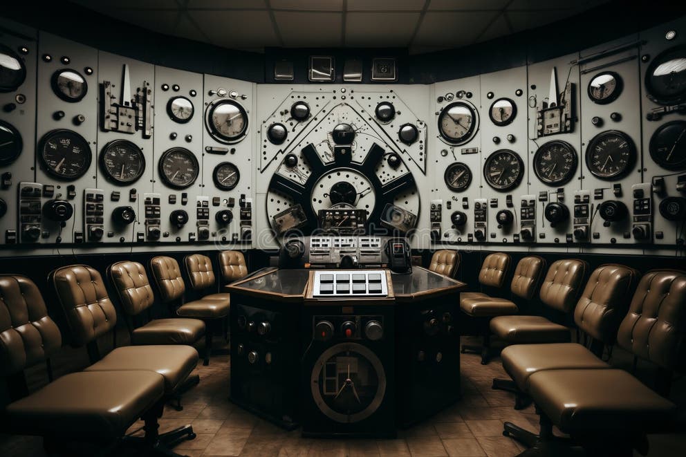 Command Post of a Retro Analog Control Center for an Industrial ...