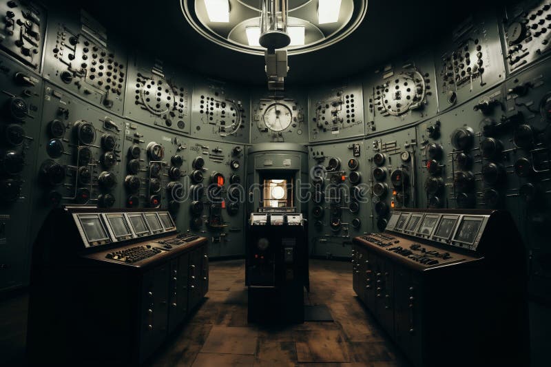 Command Post of a Retro Analog Control Center for an Industrial ...