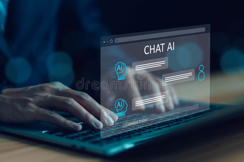 Command Prompt Chatbot Generates Information And Bot Artificial Intelligence Open For Customers