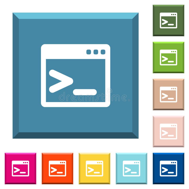 Command Prompt White Icons on Edged Square Buttons Stock Vector ...