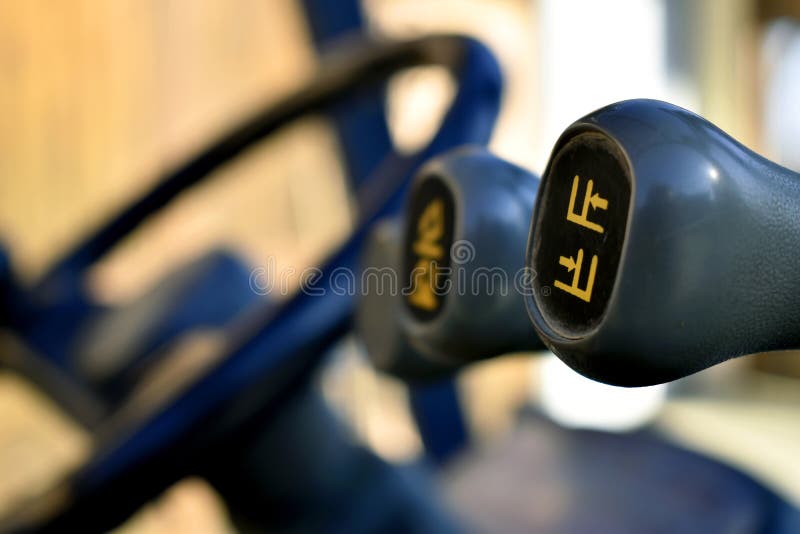 Command Sticks and Steering Wheel in Forklift Stock Photo - Image of ...