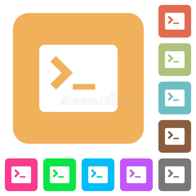 Command Terminal Rounded Square Flat Icons Stock Vector - Illustration ...