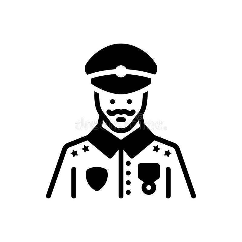 Black Solid Icon for Commander, Veteran and Officer Stock Vector ...