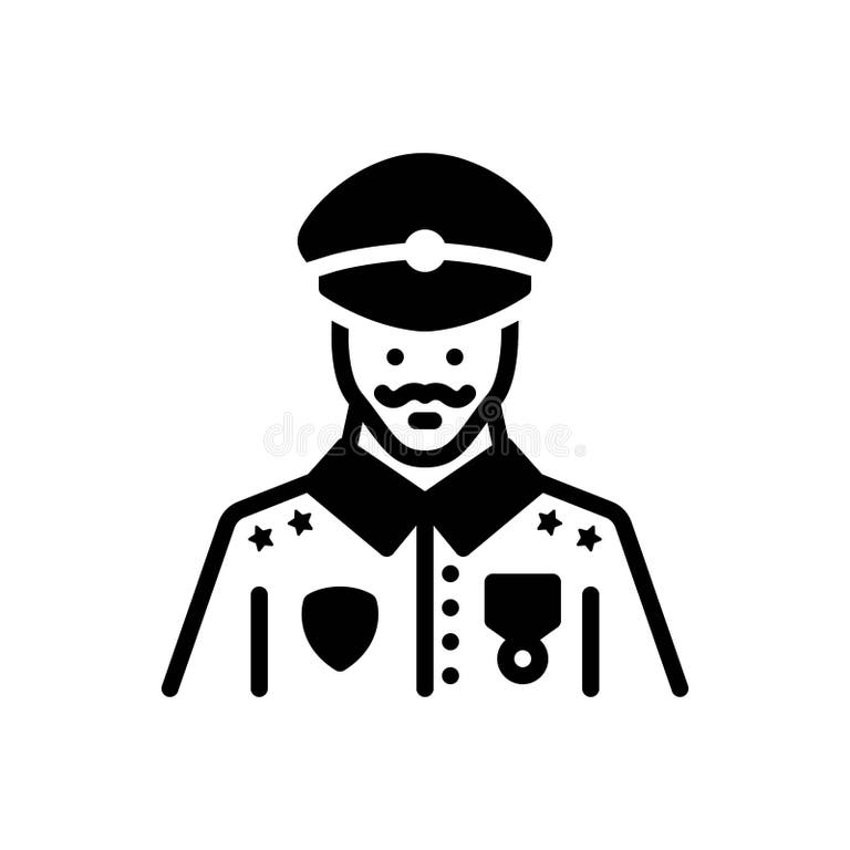 Black Solid Icon for Commander, Veteran and Officer Stock Vector ...