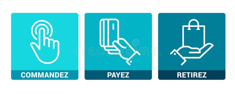 Commandez Payez Retirez. Click and Collect Outline Vector Banner Stock ...