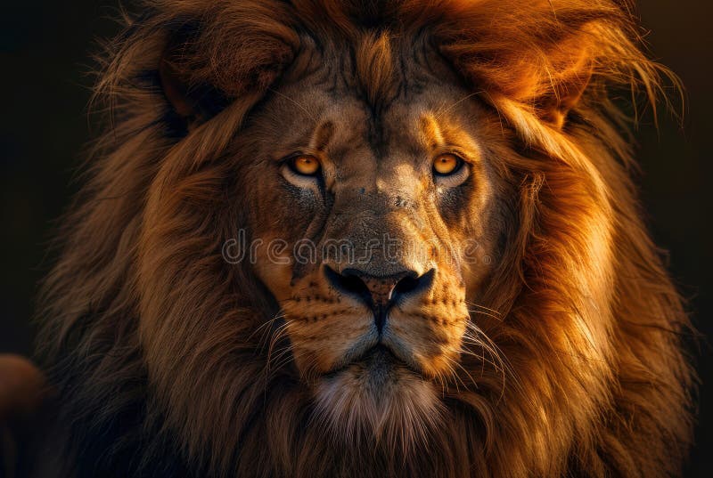 Majestic Lion with Illuminated Golden Mane for Powerful Wildlife ...