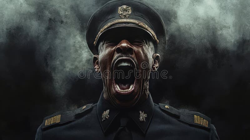 The Commanding Shout: a Dramatic Portrait of a Military Officer Stock ...
