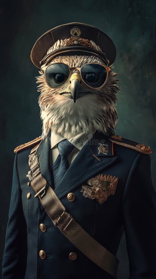 A Commanding and Stylish Bird of Prey Stands Proudly in a Military ...